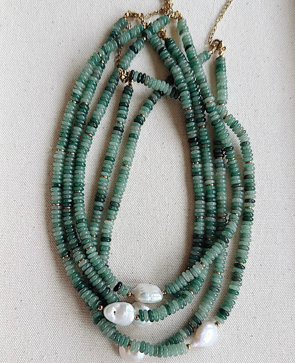The Reid Necklace – Gemstone & Pearl 16" Minimal Layering Necklace ...