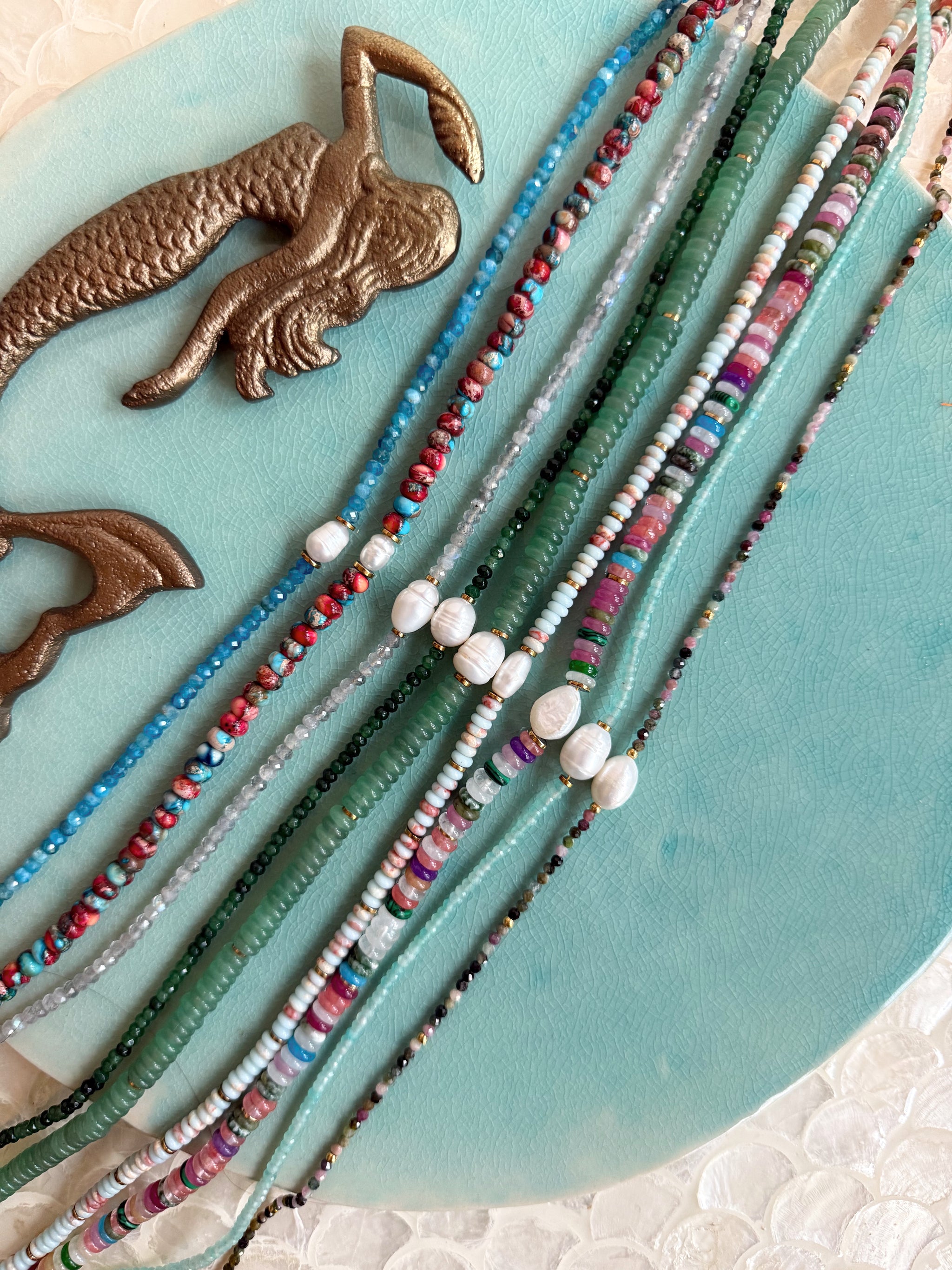 The Reid Necklace – Gemstone & Pearl 16" Minimal Layering Necklace
