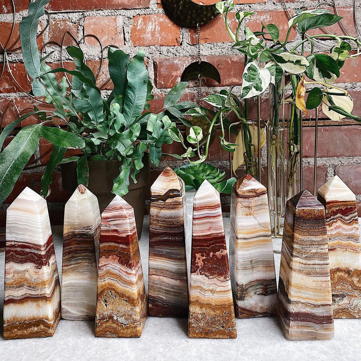 Intuitively Chosen Red Banded Calcite Tower – Wild Alabaster