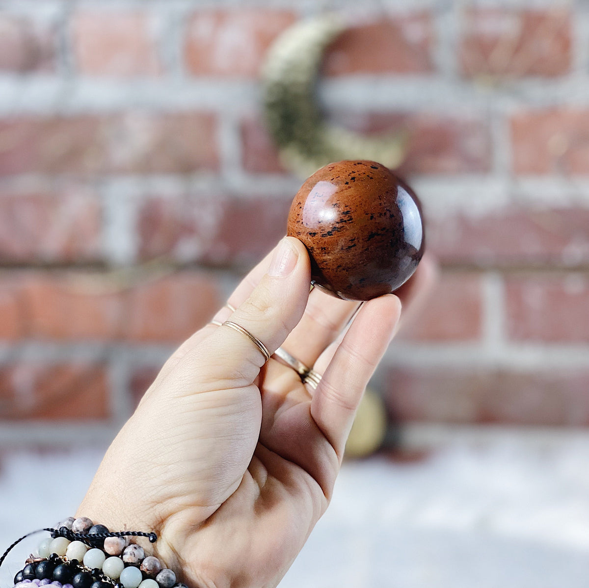 Intuitively Chosen Small Mahogany Obsidian Sphere – Wild Alabaster